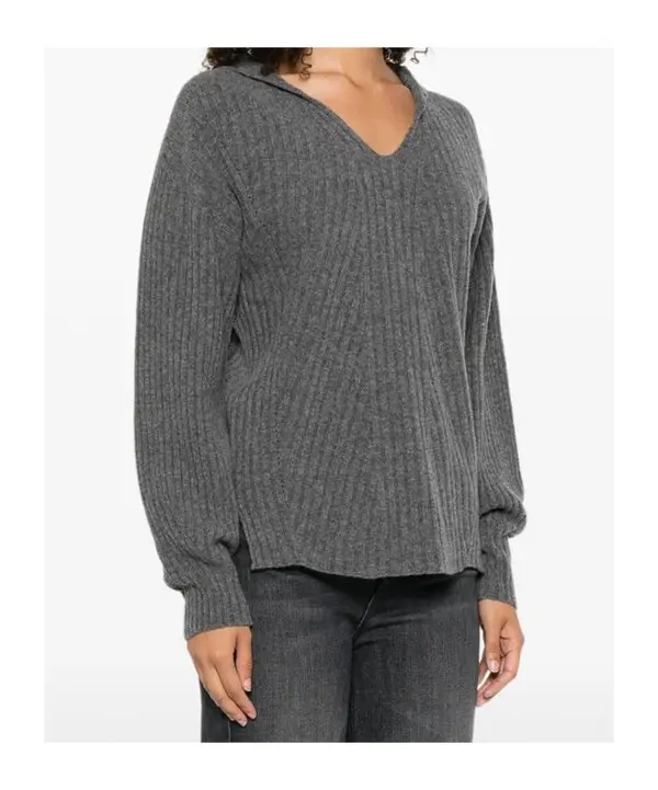 TWINSET Ribbed V-neck Hooded Jumper