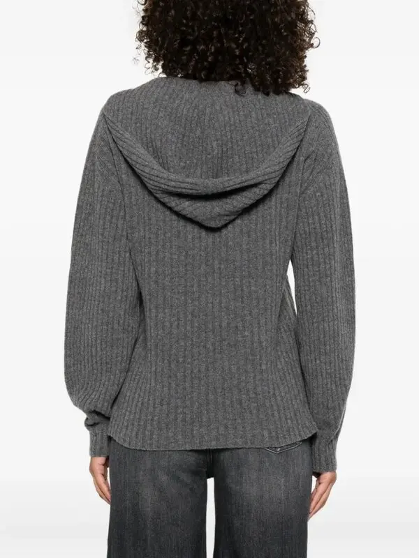 TWINSET Ribbed V-neck Hooded Jumper