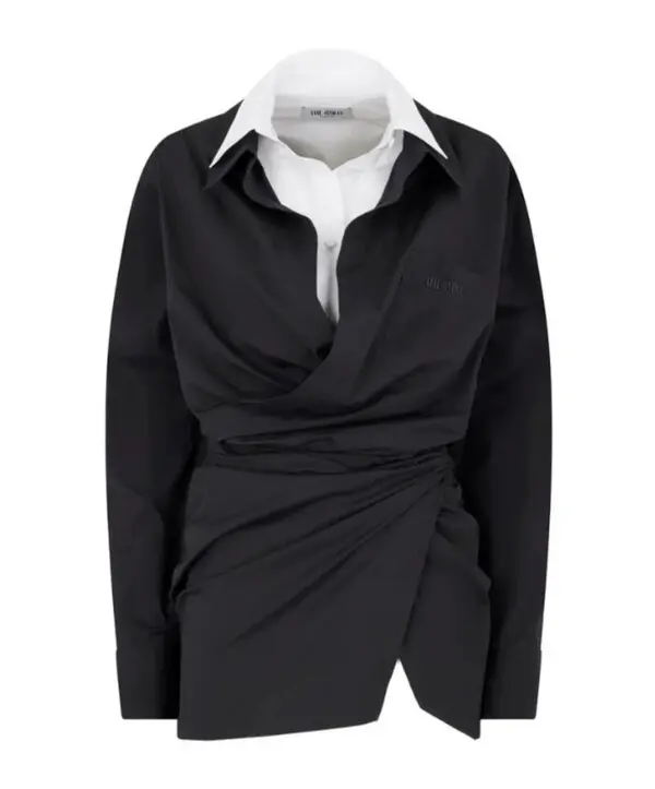 Attico Long-sleeved Layered Mini Dress - Black/white