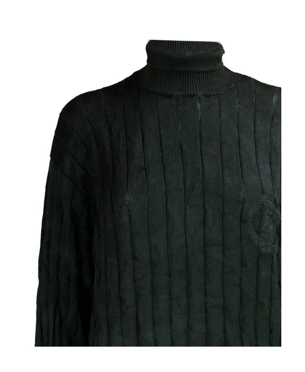 Balenciaga Creased Turtleneck Knit Jumper With Atelier Crest Embroidery
