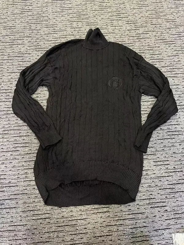 Balenciaga Creased Turtleneck Knit Jumper With Atelier Crest Embroidery