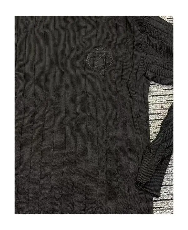 Balenciaga Creased Turtleneck Knit Jumper With Atelier Crest Embroidery