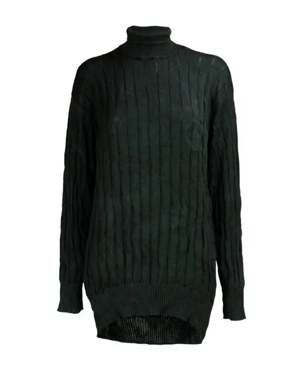 Balenciaga Creased Turtleneck Knit Jumper With Atelier Crest Embroidery - Black