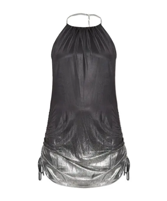 DIESEL® Halterneck Sleeveless Pleated Dress - Black