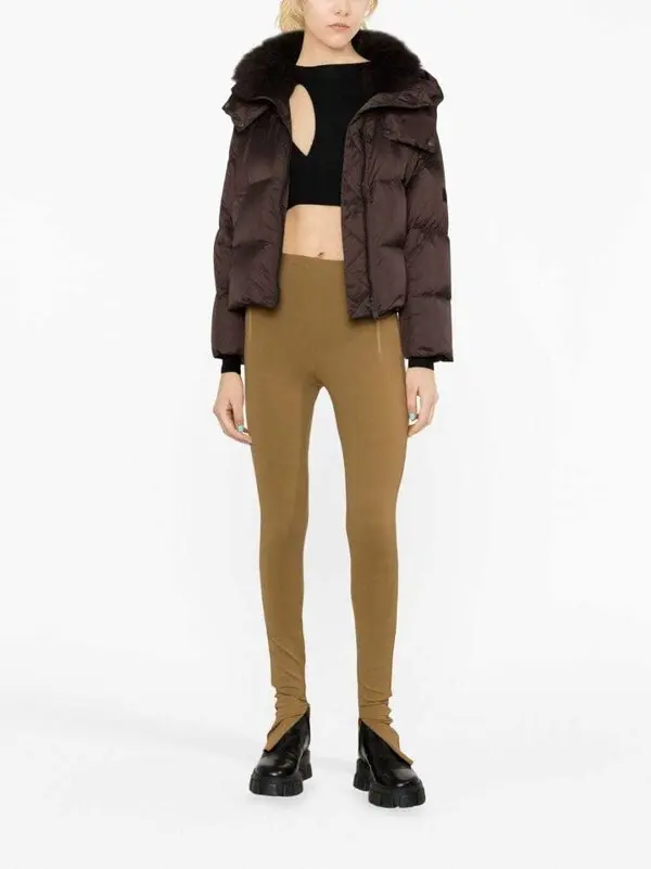 Wardrobe.NYC Ankle-zip High-waist Leggings - Brown