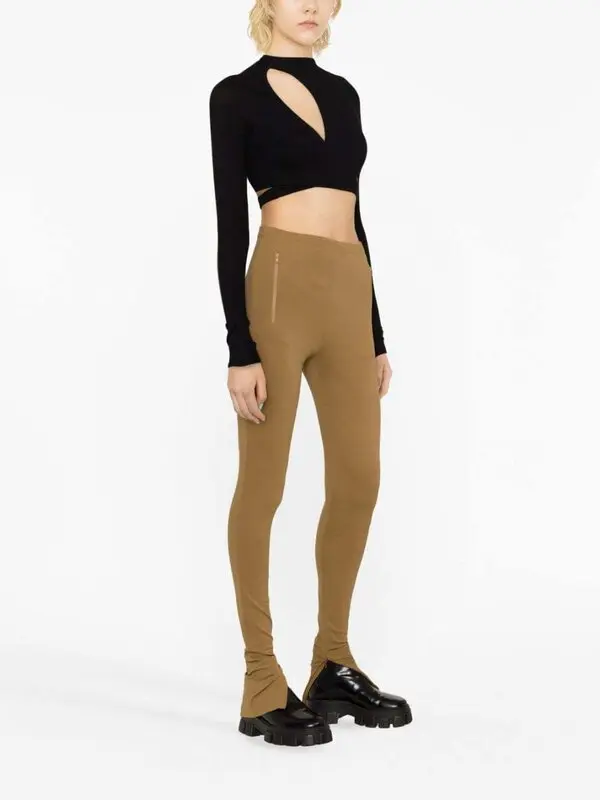 Wardrobe.NYC Ankle-zip High-waist Leggings - Brown