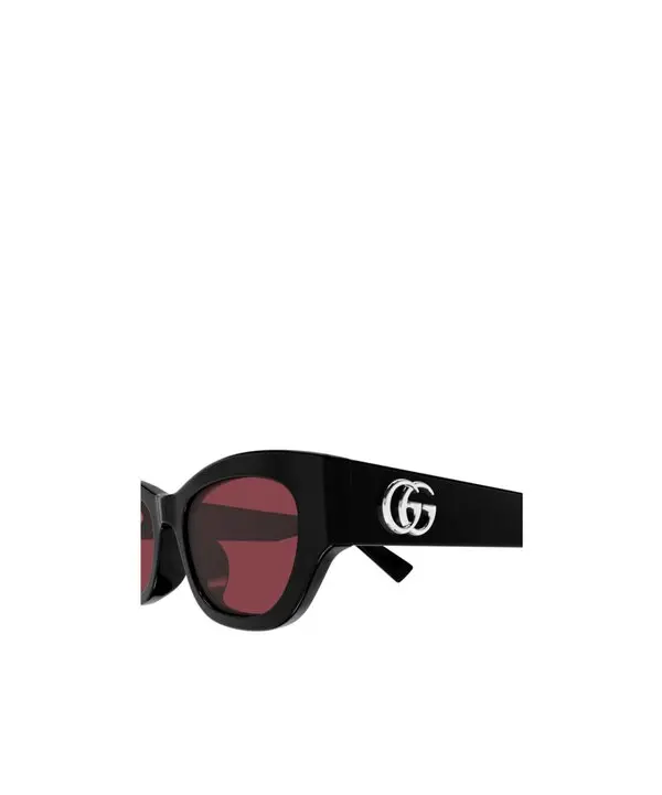 Gucci Low Nose Bridge Fit Geometric Frame Sunglasses - Black