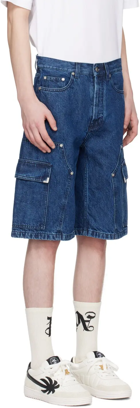 Palm Angels Panelled Denim Cargo Shorts