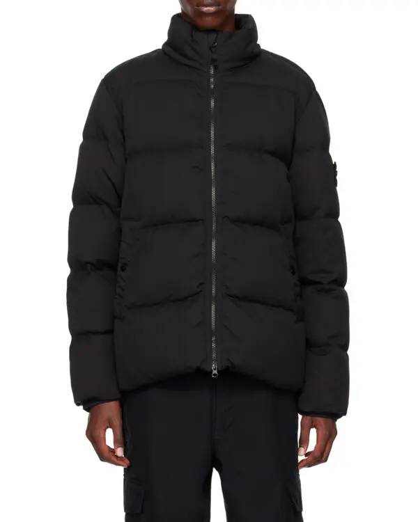 Stone Island Zipped Padded Jacket With Logo Patch