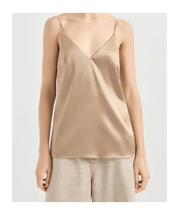Brunello Cucinelli Sleeveless V-neck Top - Beige