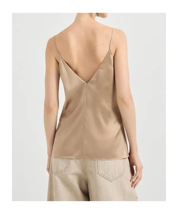 Brunello Cucinelli Sleeveless V-neck Top - Beige