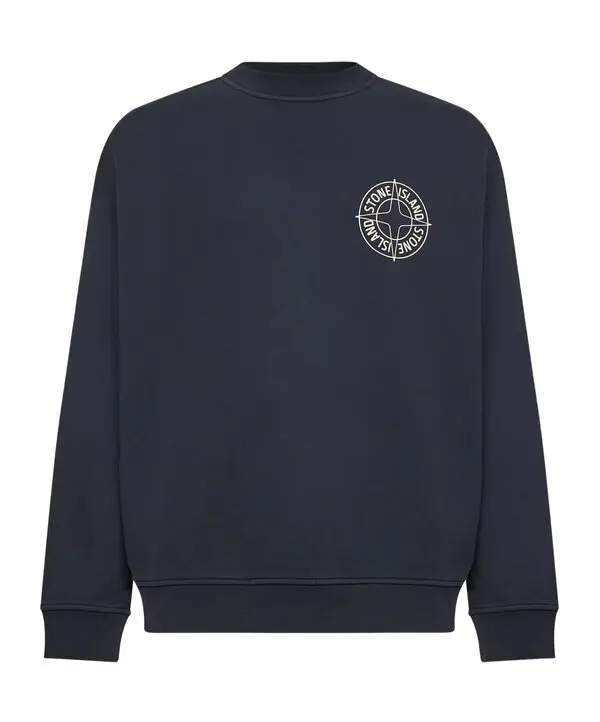 Stone Island Logo Printed Crewneck Sweatshirt - Blue
