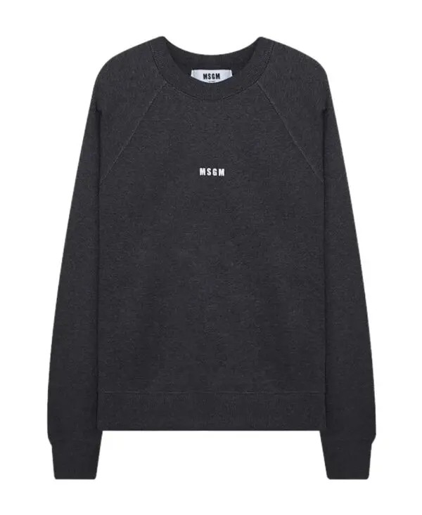 MSGM Cotton Crewneck Sweatshirt With Embroidered Logo
