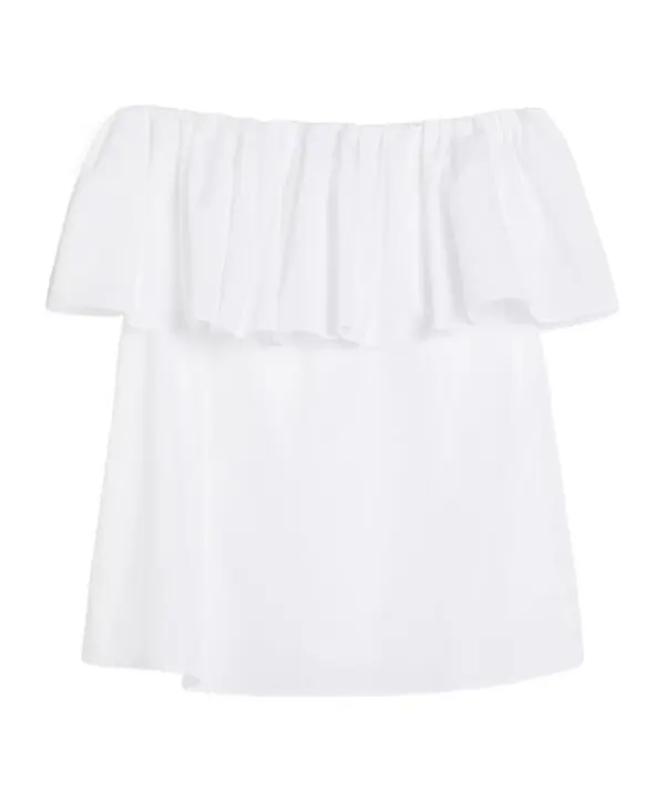 Max Mara Peccati Ruffled Off-shoulder Poplin Top - Optic White