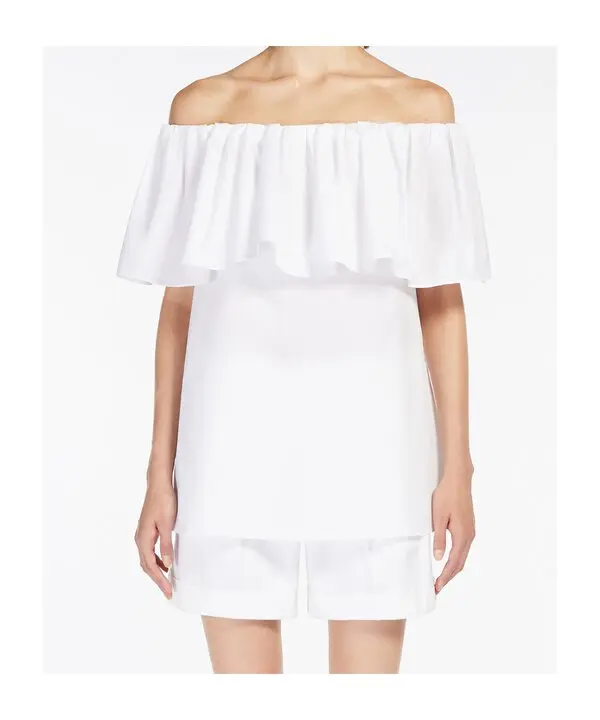 Max Mara Peccati Ruffled Off-shoulder Poplin Top