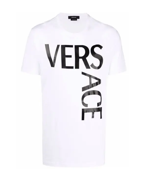 Versace Logo Printed Short Sleeved T-shirt - White