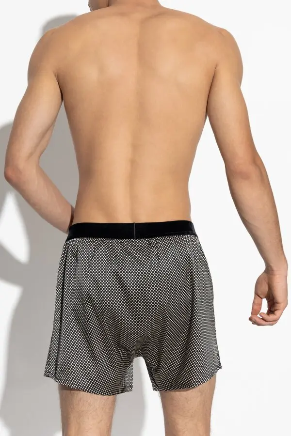 TOM FORD Polka-dot Logo-waist Boxers - Black