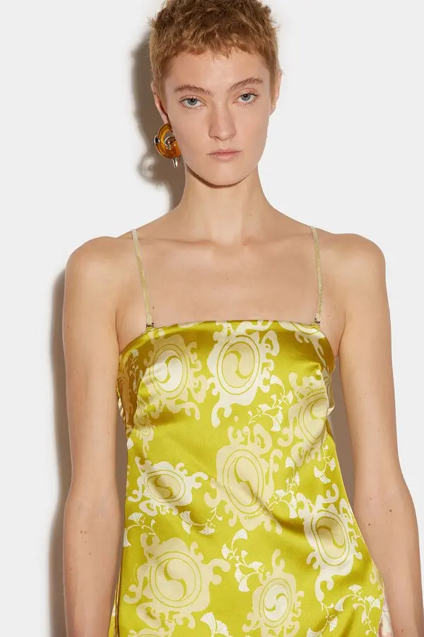 Dsquared2 Floral Printed Asymmetric Hem Draped Dress - Nude