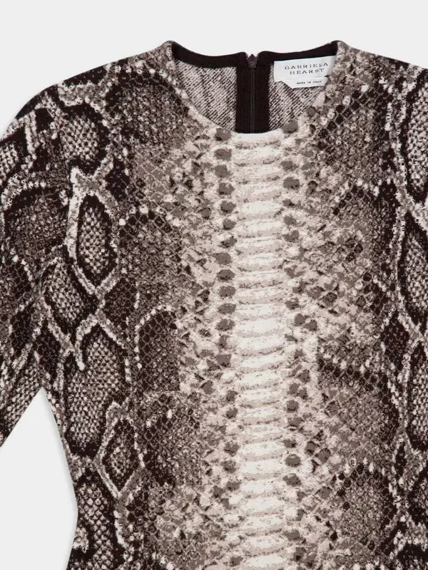 Gabriela Hearst Aalia Snake Print Bell Sleeve Dress