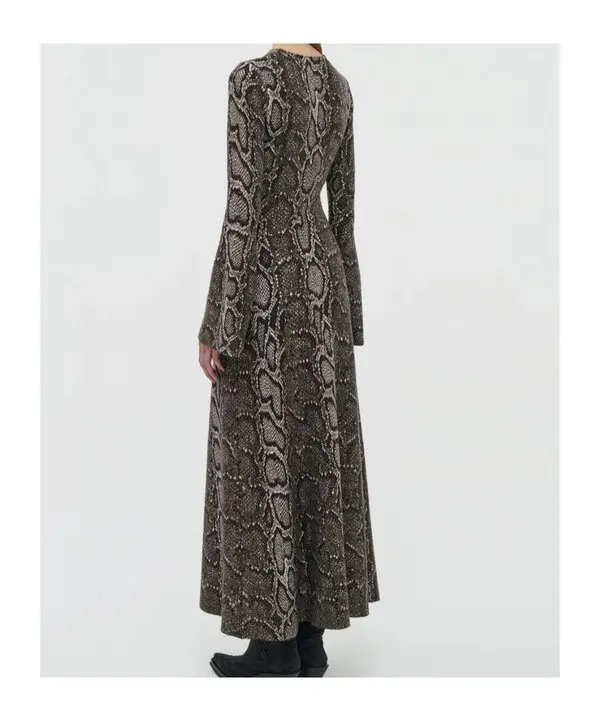 Gabriela Hearst Aalia Snake Print Bell Sleeve Dress