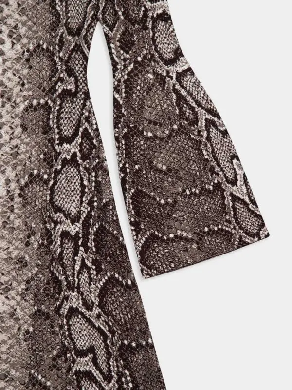 Gabriela Hearst Aalia Snake Print Bell Sleeve Dress