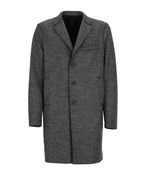 Harris Wharf London Single-breasted Herringbone Coat - Black