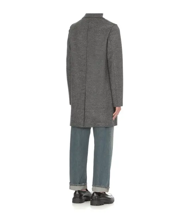 Harris Wharf London Single-breasted Herringbone Coat - Black
