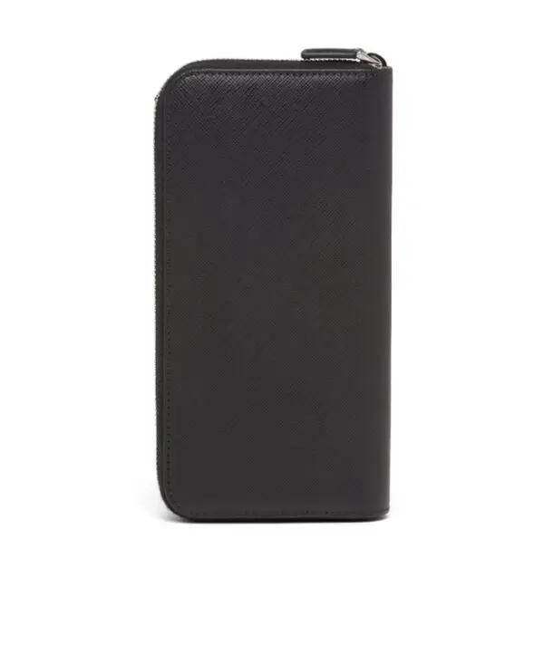 Prada Logo Plaque Zipped Wallet