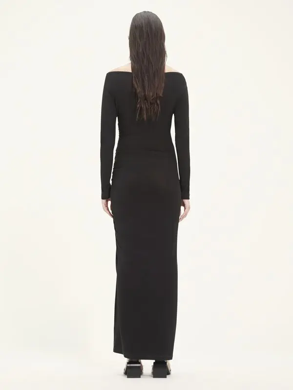 COURREGES Gathered Crepe Jersey Long Dress