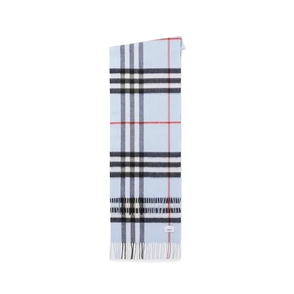 Burberry Checked Fringed-edge Scarf - Light Blue
