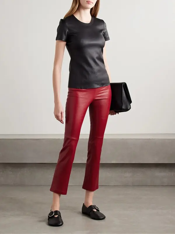 Stouls Jp Twenty Cropped Leather Flare Leggings - Red