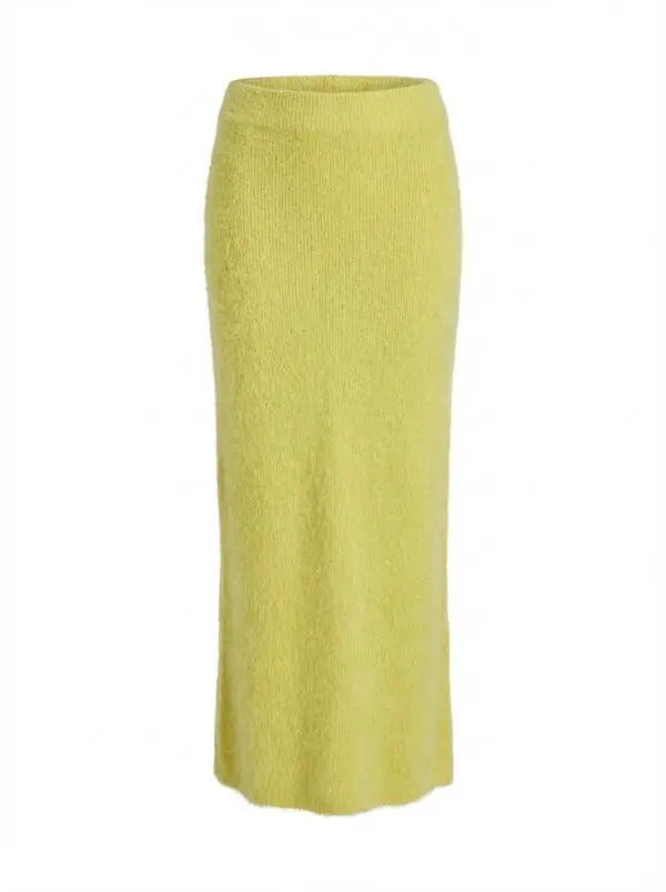 Soft Goat Cashmere Maxi Skirt - Lime