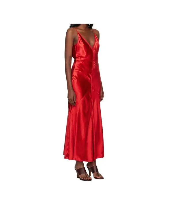 Gabriela Hearst Red V-neck Trumpet Hem Midi Dress