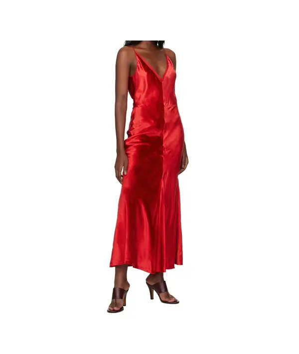 Gabriela Hearst Red V-neck Trumpet Hem Midi Dress