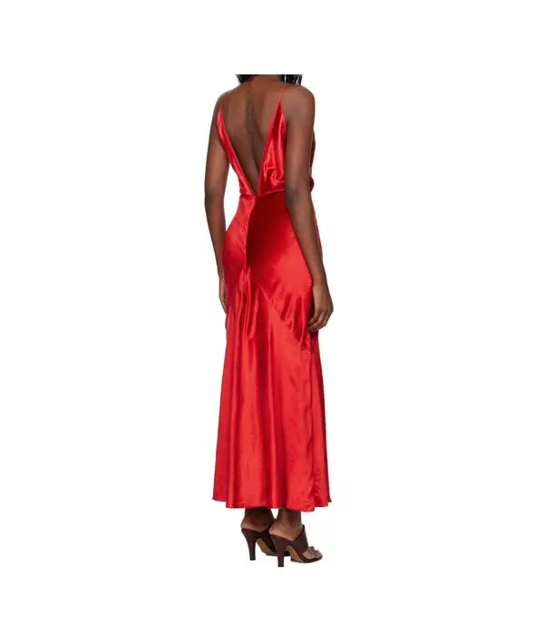 Gabriela Hearst Red V-neck Trumpet Hem Midi Dress