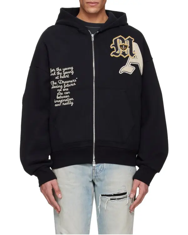Amiri Logo Patch Zip-up Hoodie