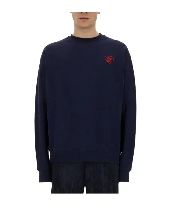 FAMILY FIRST Crew Neck Sweatshirt With Heart Embroidery