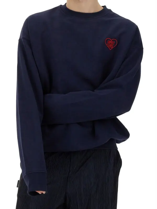 FAMILY FIRST Crew Neck Sweatshirt With Heart Embroidery