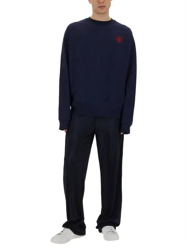 FAMILY FIRST Crew Neck Sweatshirt With Heart Embroidery