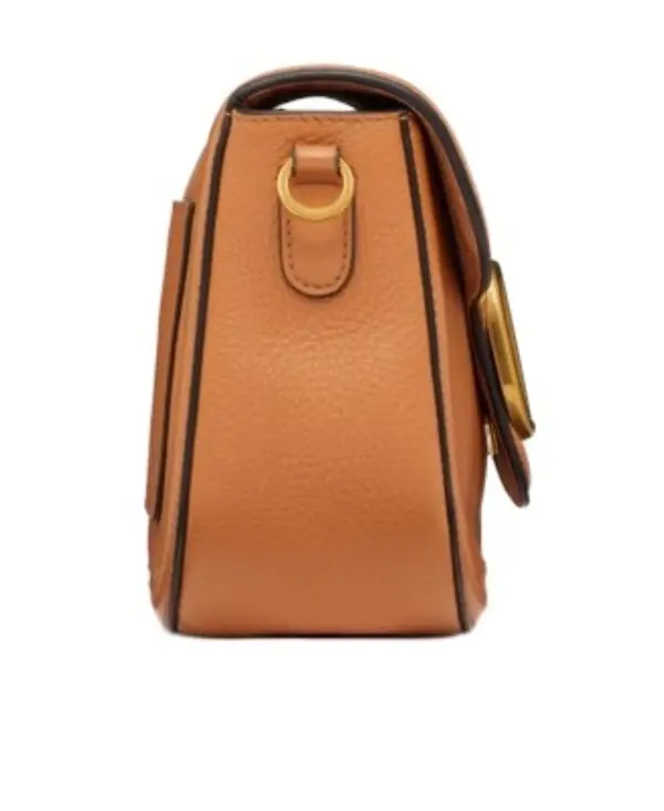 Valentino Garavani Alltime Logo Plaque Foldover Crossbody Bag - Almond-colored