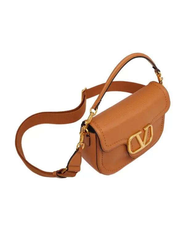 Valentino Garavani Alltime Logo Plaque Foldover Crossbody Bag - Almond