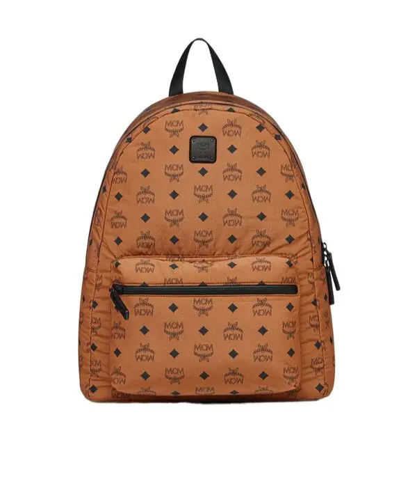Mcm Logo Printed Backpack - Cognac