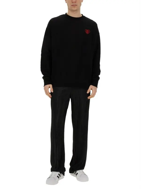 FAMILY FIRST Heart Embroidered Sweater - Black