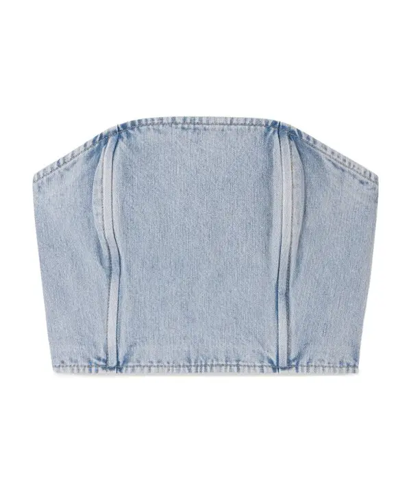 Wardrobe.NYC Strapless Denim Corset Top - Gray