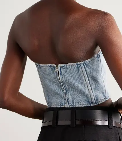 Wardrobe.NYC Strapless Denim Corset Top - Gray