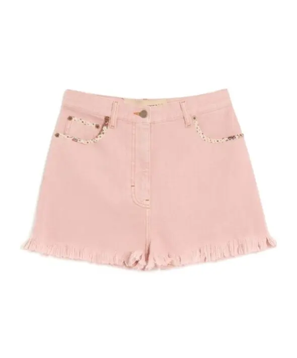 Valentino Garavani Floral Pocket Frayed Shorts - Pink