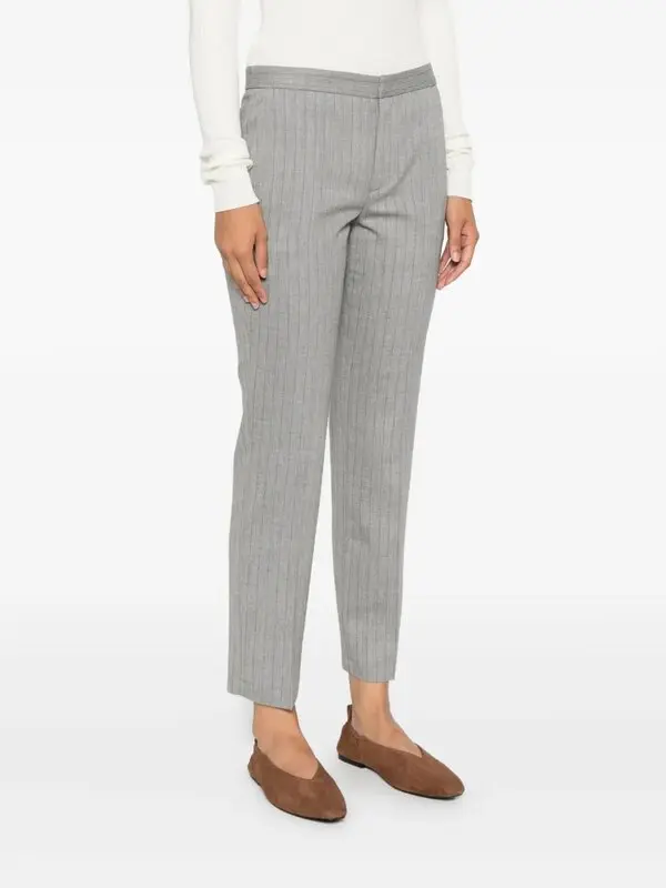 TWINSET Trousers With Belted Waist And Metal Logo Detail - Gray