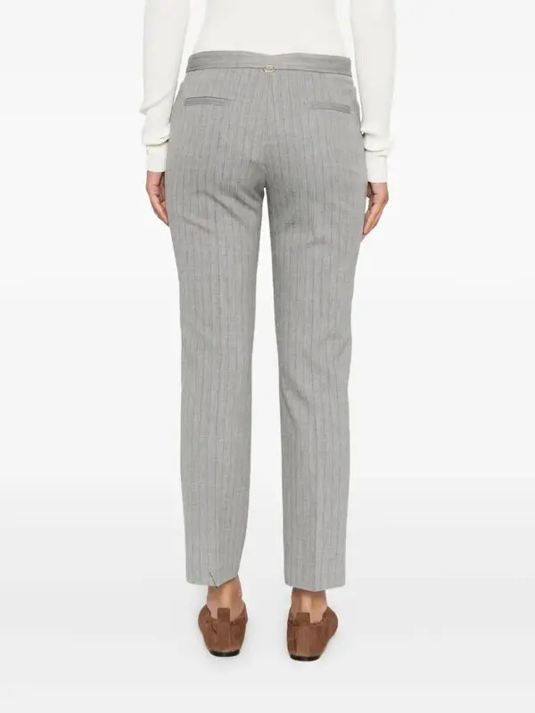TWINSET Trousers With Belted Waist And Metal Logo Detail - Gray