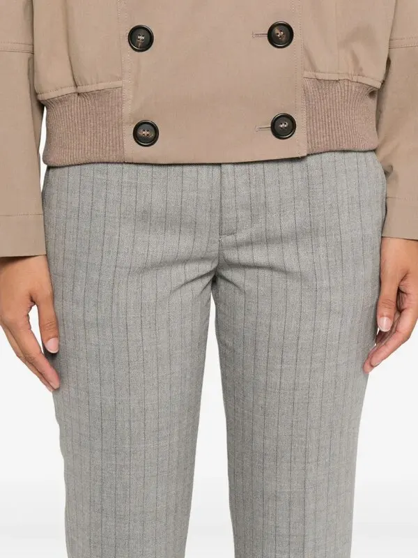 TWINSET Trousers With Belted Waist And Metal Logo Detail - Gray