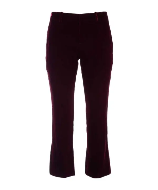 Saint Laurent Cropped Velvet Fla Pants - Red